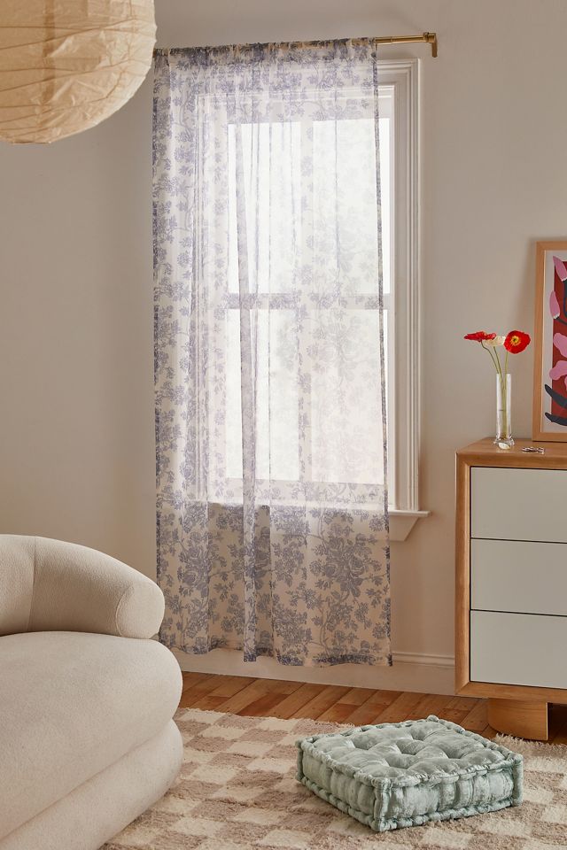 Blue Toile Curtain | Urban Outfitters UK