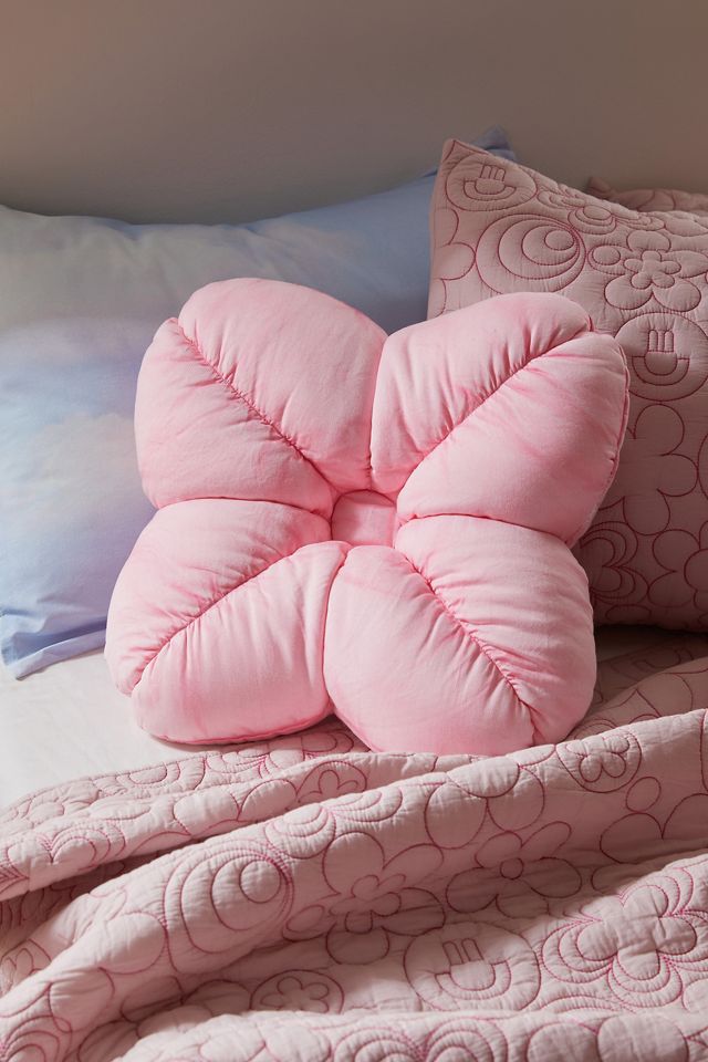 Pink Quilted Flower Throw Cushion | Urban Outfitters UK