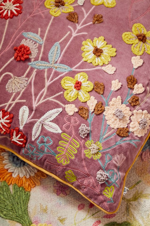 Floral Embroidered Cushion | Urban Outfitters UK
