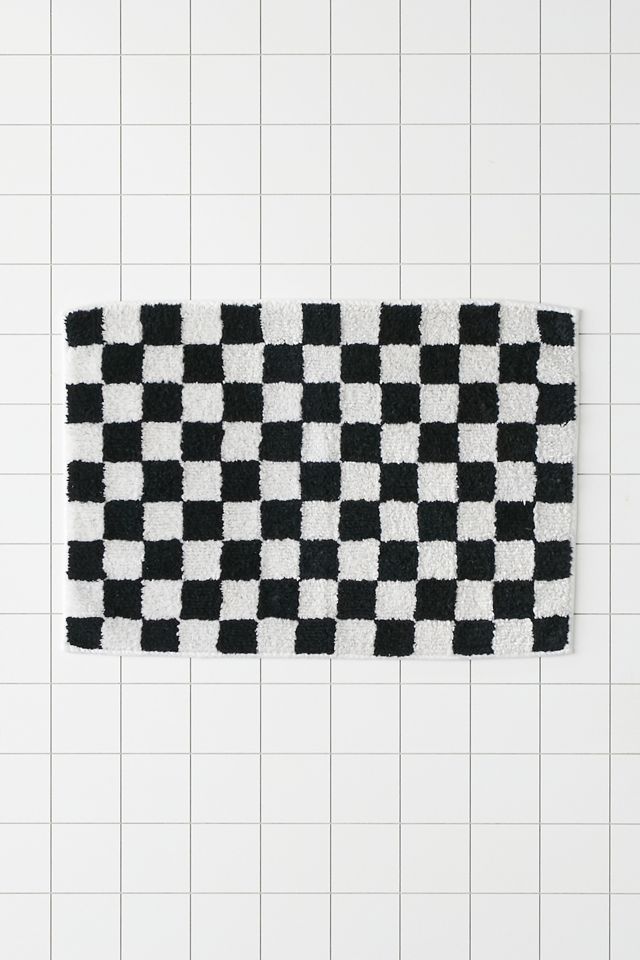 Black & White Checkerboard Bath Mat | Urban Outfitters UK