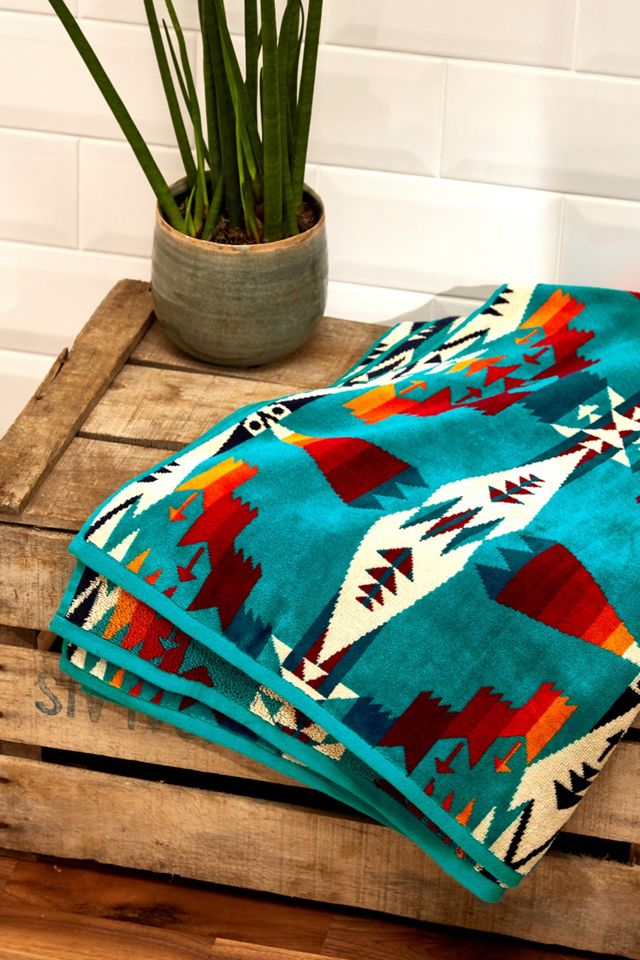 Pendleton Blue Jacquard Bath Towel | Urban Outfitters UK