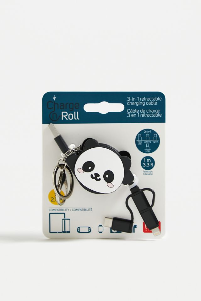 Câble de charge rétractable 3-en-1 Panda | Urban Outfitters FR