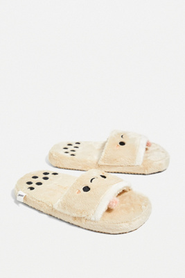 Smoko Pearl Boba Tea Plush Medium Slippers | Urban Outfitters UK