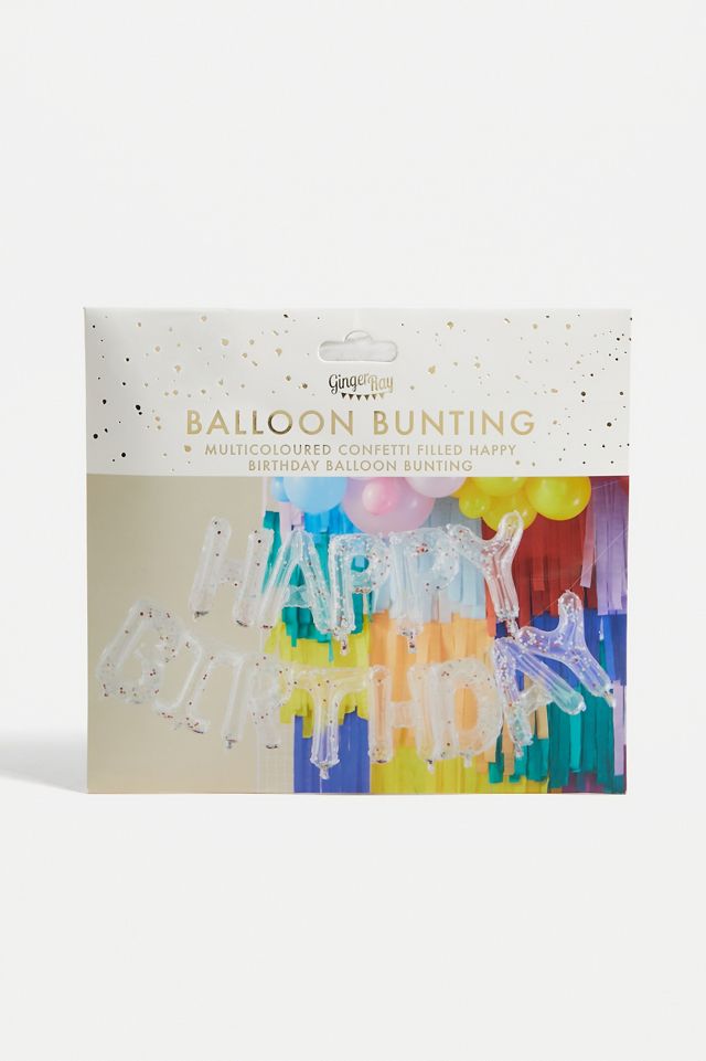 Ginger Ray Happy Birthday Clear Confetti Bunting | Urban Outfitters UK