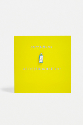 Redback Cards Gin Pin Badge Birthday Card | Urban Outfitters UK