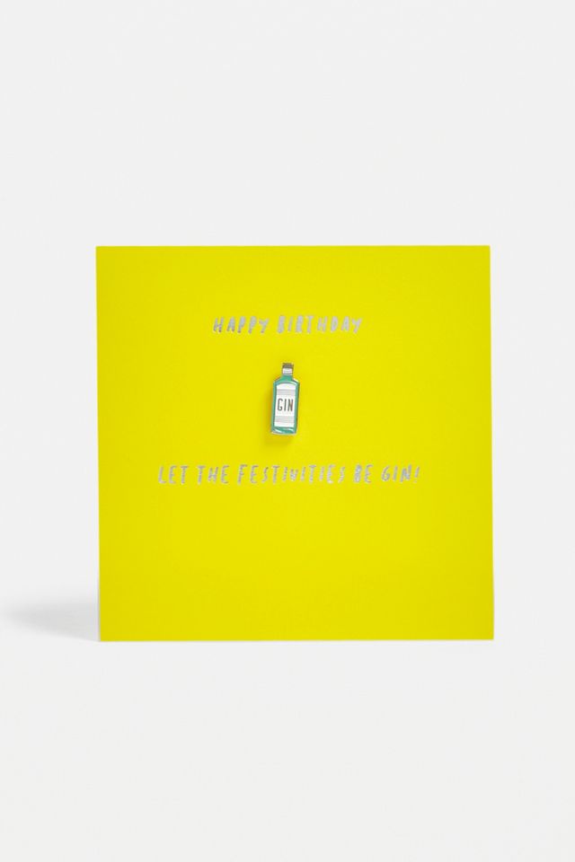 Redback Cards Gin Pin Badge Birthday Card | Urban Outfitters UK