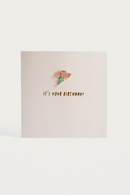 Redback Cards Boom It’s Your Birthday Pin Badge Card | Urban Outfitters UK