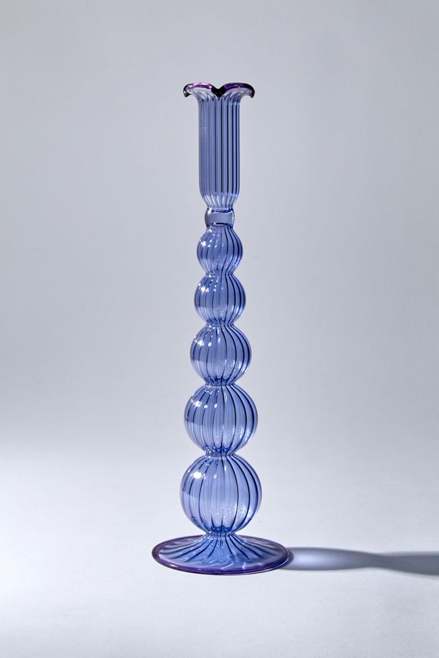 Blue Piped Glass Candle Holder | Urban Outfitters UK