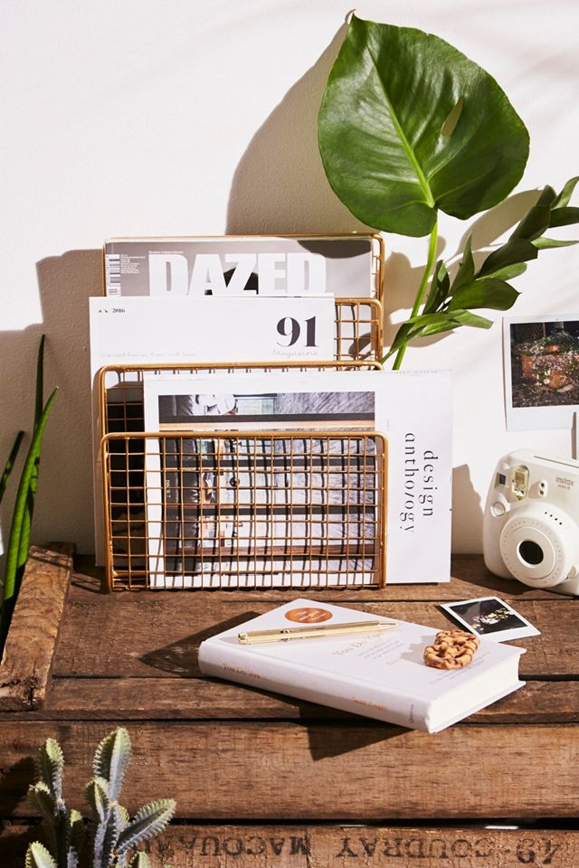 Gold Effect Magazine Rack | Urban Outfitters UK