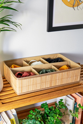 6-Compartment Rattan Storage Box | Urban Outfitters UK