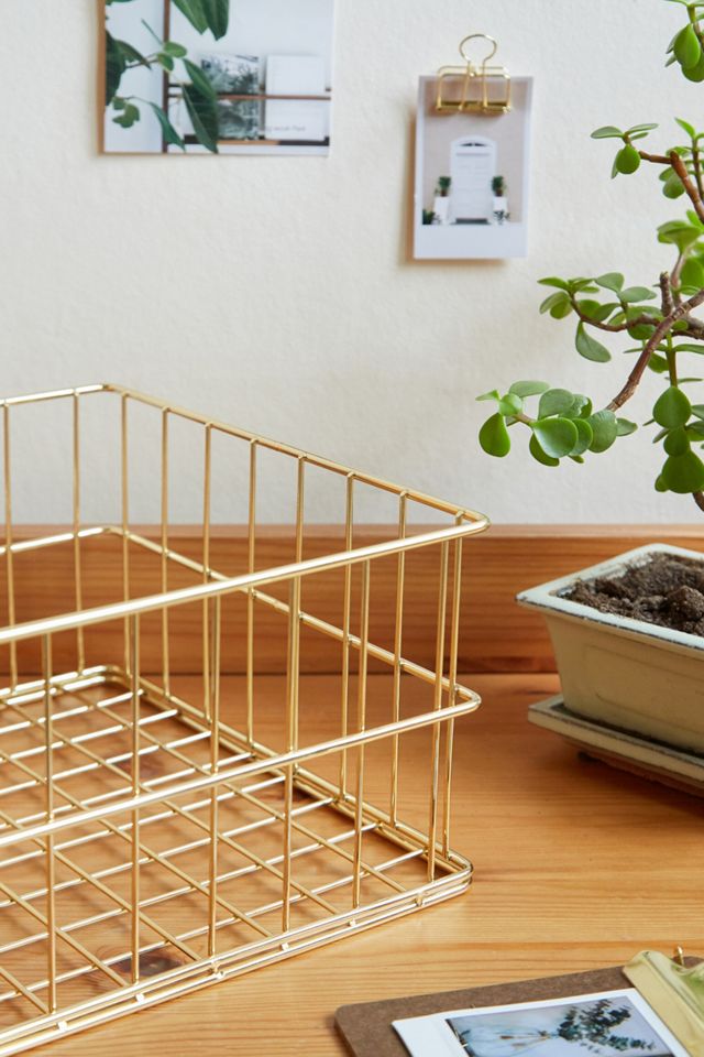 Gold Wire Storage Basket | Urban Outfitters UK