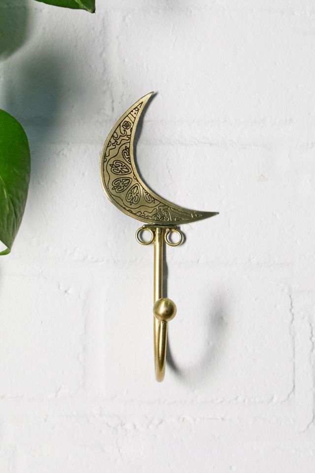 Gold-Tone Etched Iron Moon Hook | Urban Outfitters UK