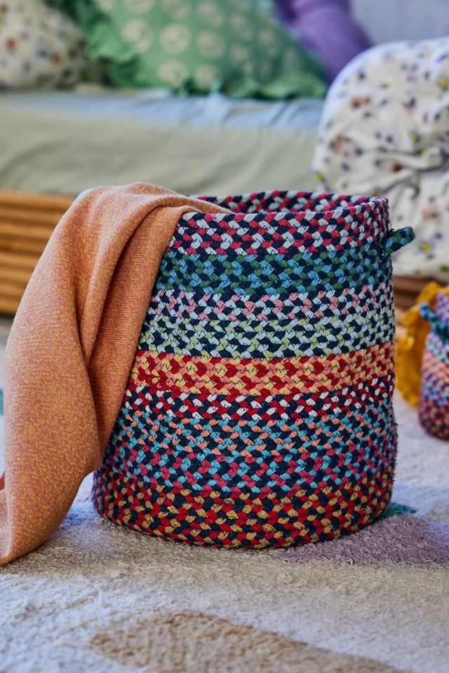Multi-Colour Striped Woven Basket | Urban Outfitters UK