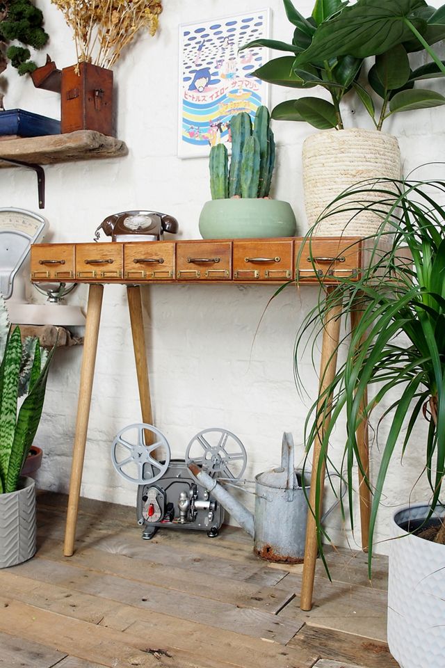 Urban Renewal Vintage Oak File Drawer Console Table | Urban Outfitters UK