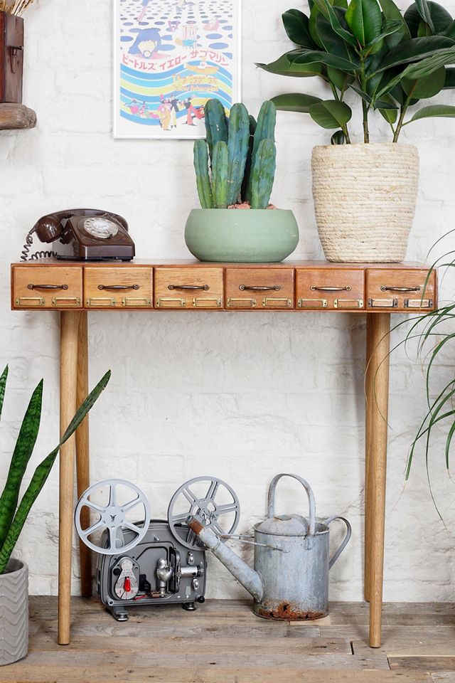 Urban Renewal Vintage Oak File Drawer Console Table | Urban Outfitters UK