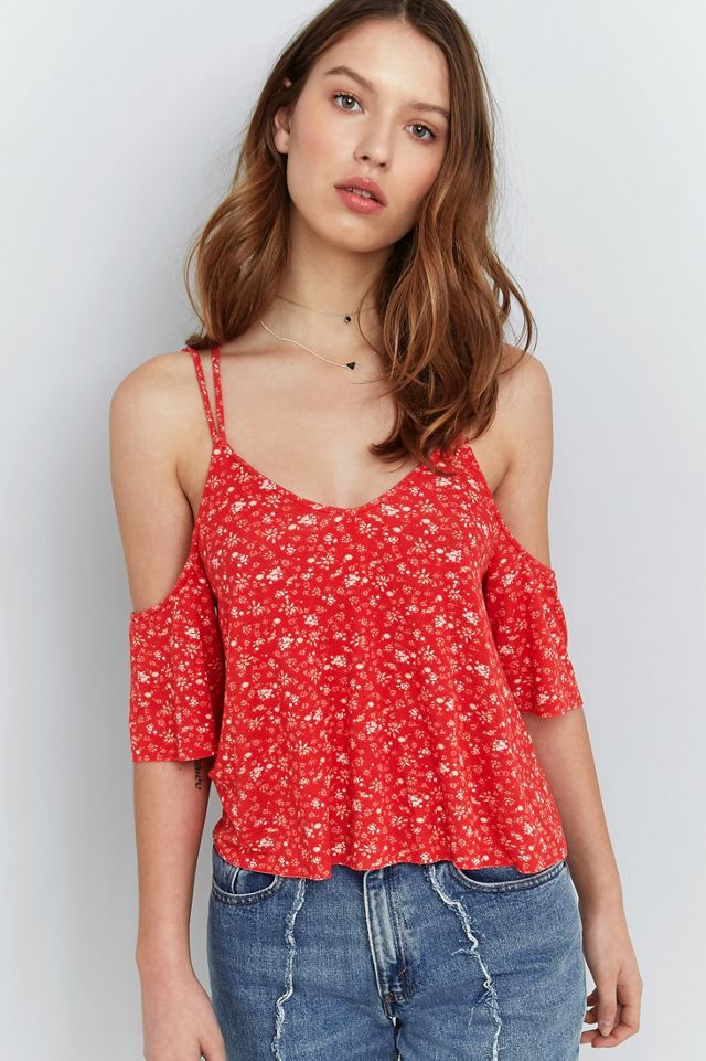 Light Before Dark Strappy Cold Shoulder Top | Urban Outfitters UK