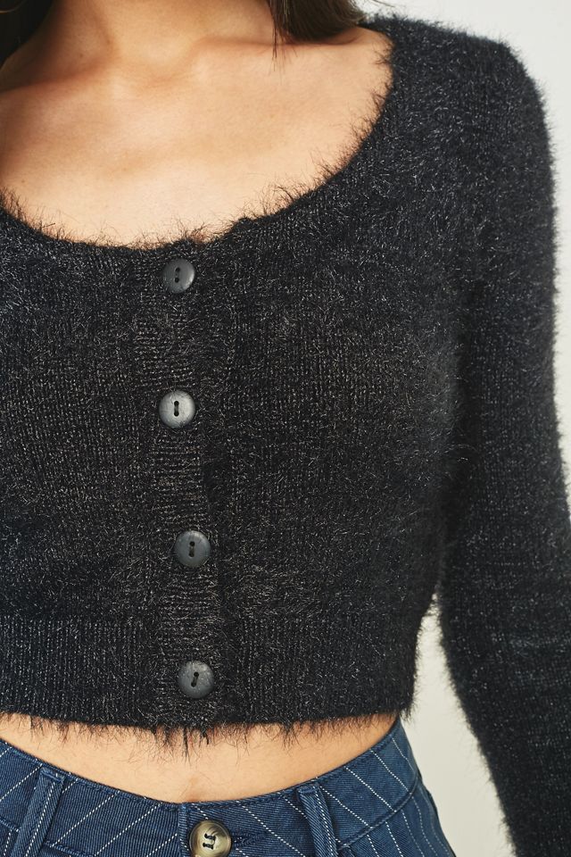 Kimchi Blue Fuzzy Button-Down Crop Cardigan | Urban Outfitters UK