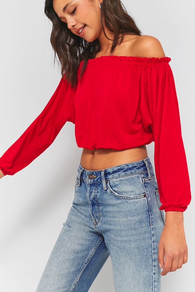 Alfileres y agujas Bardot Blusa recortada fuera del hombro | Urban ...