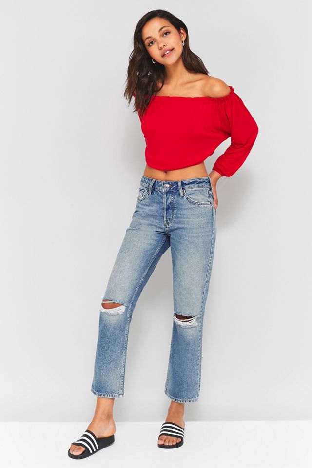 Alfileres y agujas Bardot Blusa recortada fuera del hombro | Urban ...