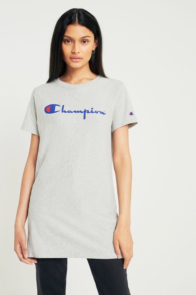 Champion Grey Script Logo T-Shirt | Urban Outfitters UK