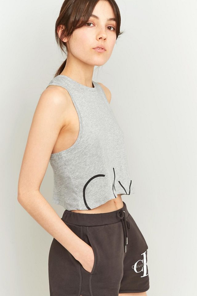 Calvin Klein X UO Cropped Cut Off Logo Racerback Tank | Urban Outfitters UK