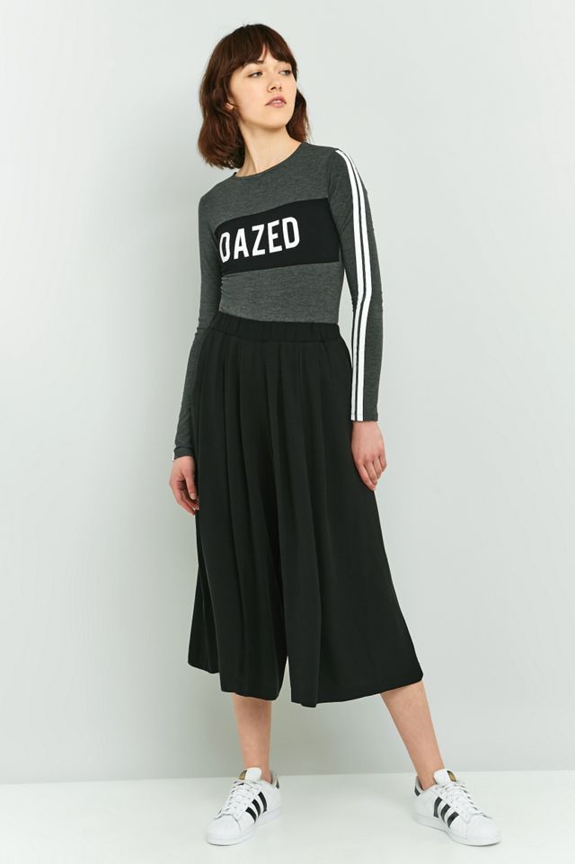 Light Before Dark Black Pleated Culottes | Urban Outfitters UK