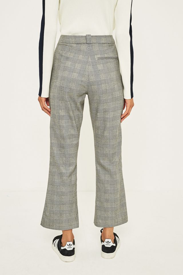 Light Before Dark Grey Checked Kick Flare Trousers | Urban Outfitters UK