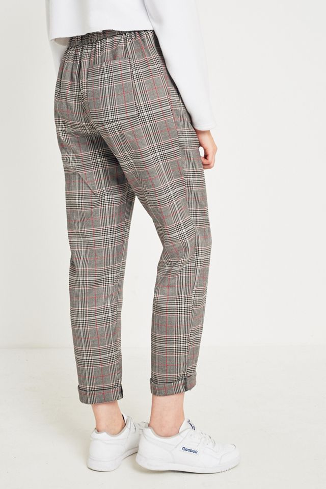 Light Before Dark Red Checked Pleated Front Trousers | Urban Outfitters UK