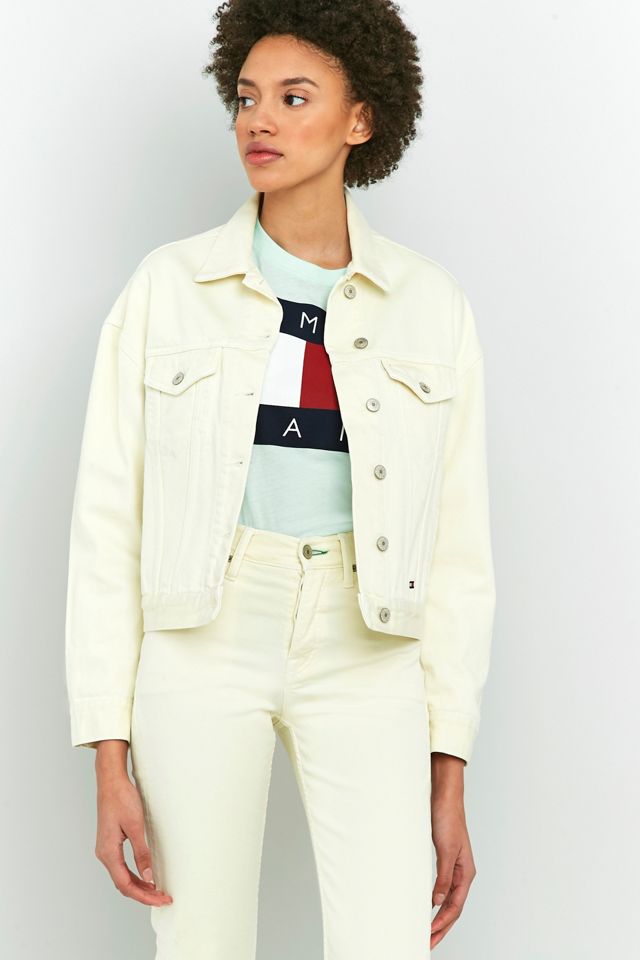 Tommy Jeans '90s Girlfriend Trucker Pale Yellow Denim Jacket | Urban ...