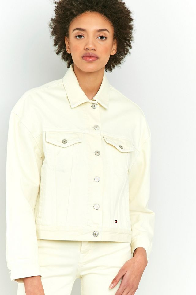 Tommy Jeans '90s Girlfriend Trucker Pale Yellow Denim Jacket | Urban ...