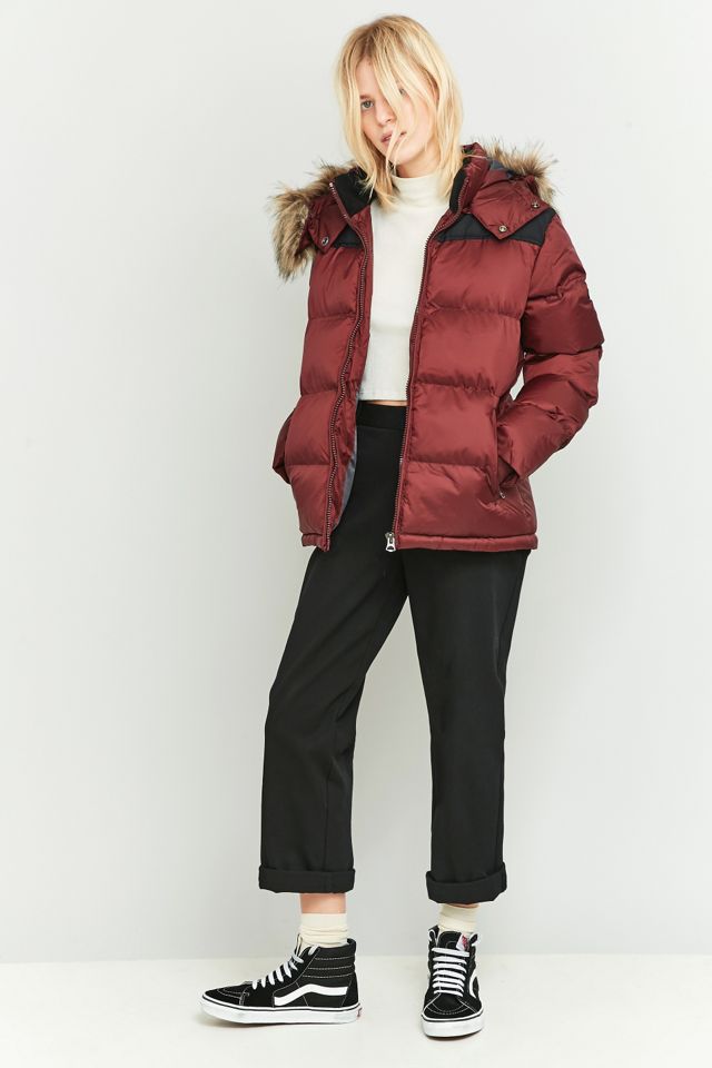 Schott NYC Maroon Padded Puffer Jacket | Urban Outfitters UK