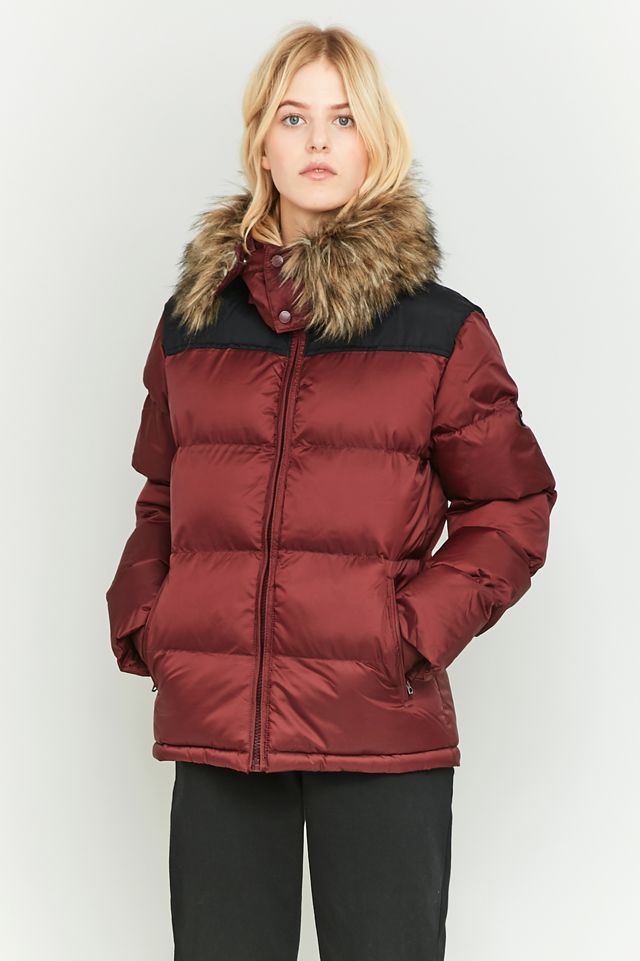 Schott NYC Maroon Padded Puffer Jacket | Urban Outfitters UK