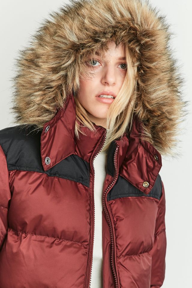 Schott NYC Maroon Padded Puffer Jacket | Urban Outfitters UK