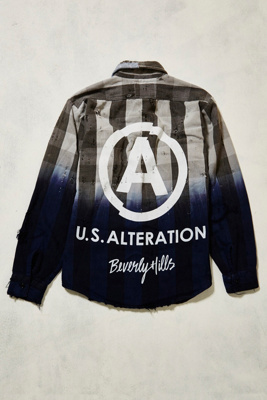 U.S. Alteration Bleach Dyed Grey Flannel Shirt | Urban Outfitters UK