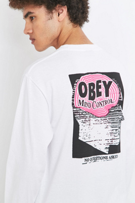Obey Mind Control Long Sleeve White T-shirt | Urban Outfitters UK