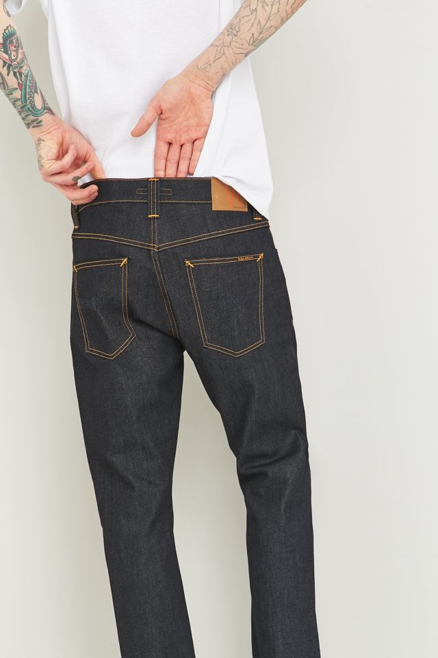 Nudie Jeans Brute Knut Dry Navy Tapered Jeans | Urban Outfitters UK