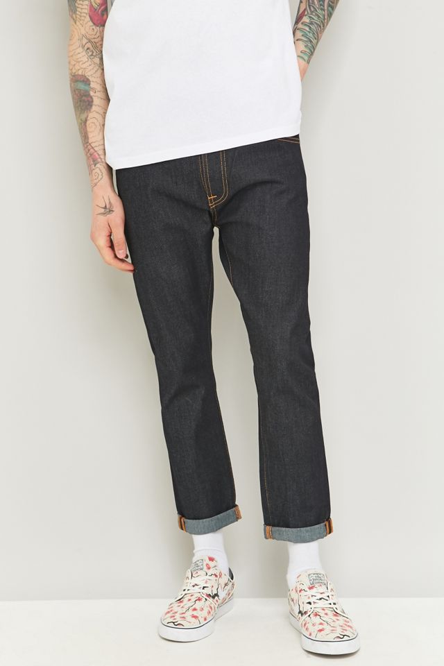 Nudie Jeans Brute Knut Dry Navy Tapered Jeans | Urban Outfitters UK