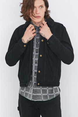 Rolla's Jet Black Sherpa Denim Jacket | Urban Outfitters UK