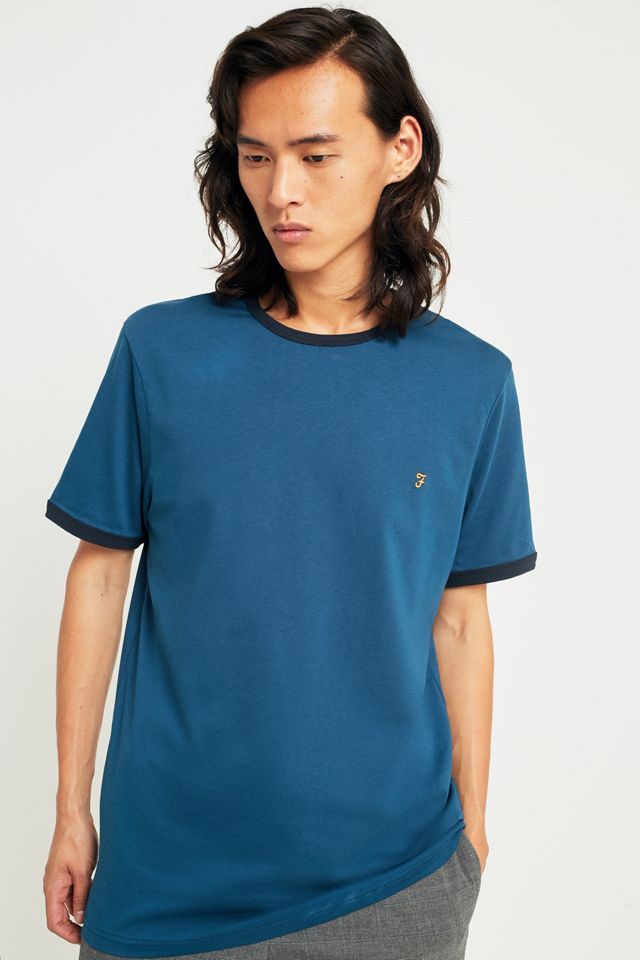 Farah Groves Atlantic Blue Ringer T-shirt | Urban Outfitters UK