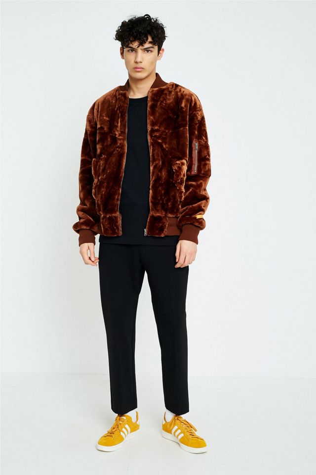 The New County Brown Faux Fur Bomber Jacket | Urban Outfitters UK