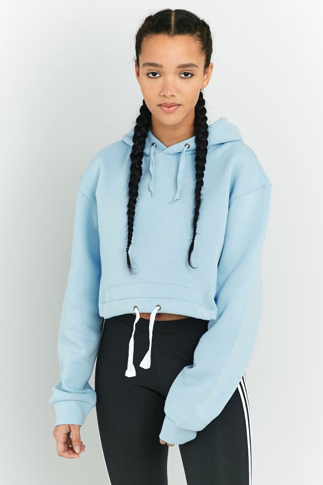 Urban Renewal Vintage Customised Plain Light Blue Drawstring Hem Hoodie ...