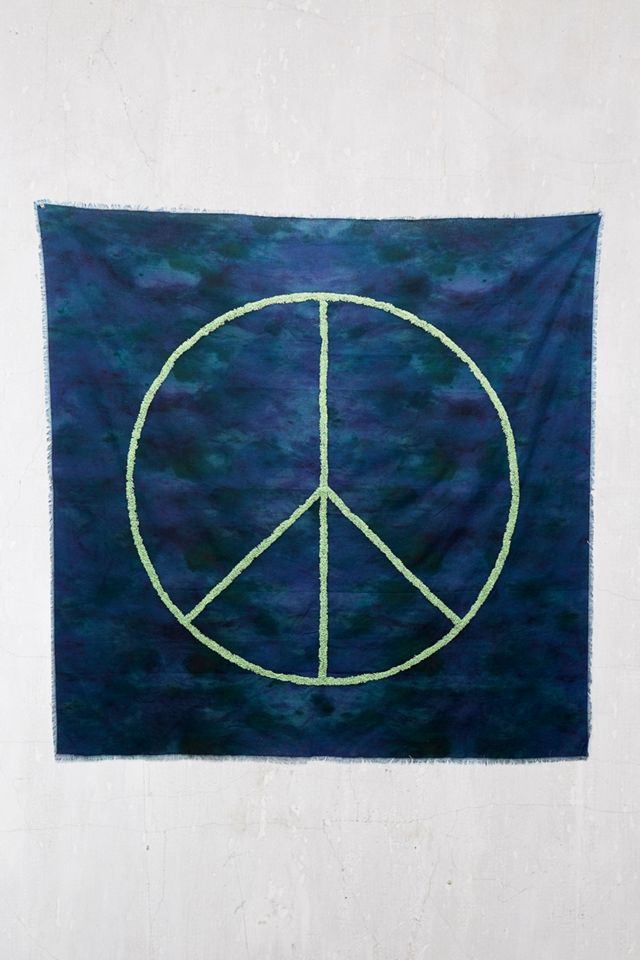 Velvet Flocked Peace Sign Tapestry | Urban Outfitters UK