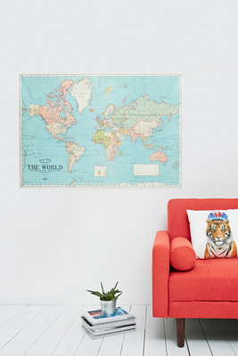 Large World Map Wrap Wall Art | Urban Outfitters UK