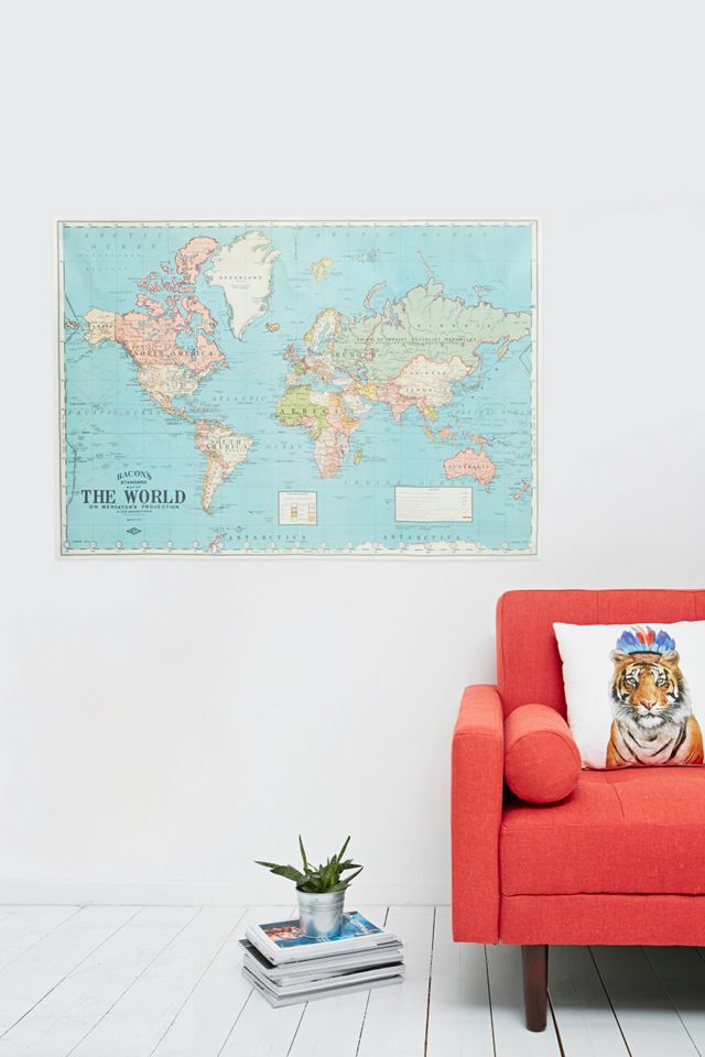 Large World Map Wrap Wall Art | Urban Outfitters UK