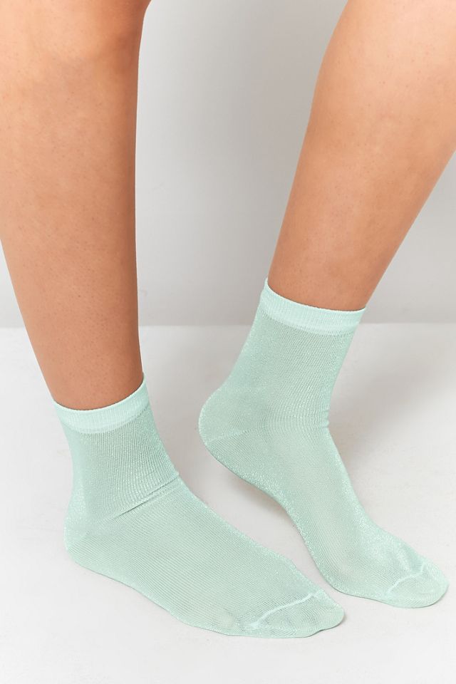 Lurex Blue Pop Socks | Urban Outfitters UK