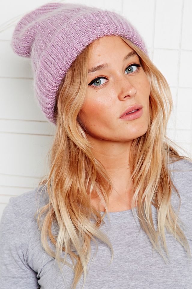 Mohair Beanie Hat In Lilac Urban Outfitters Uk