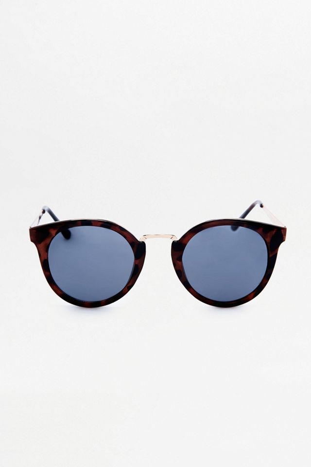 Preppy Tortoise and Gold Round Sunglasses | Urban Outfitters UK