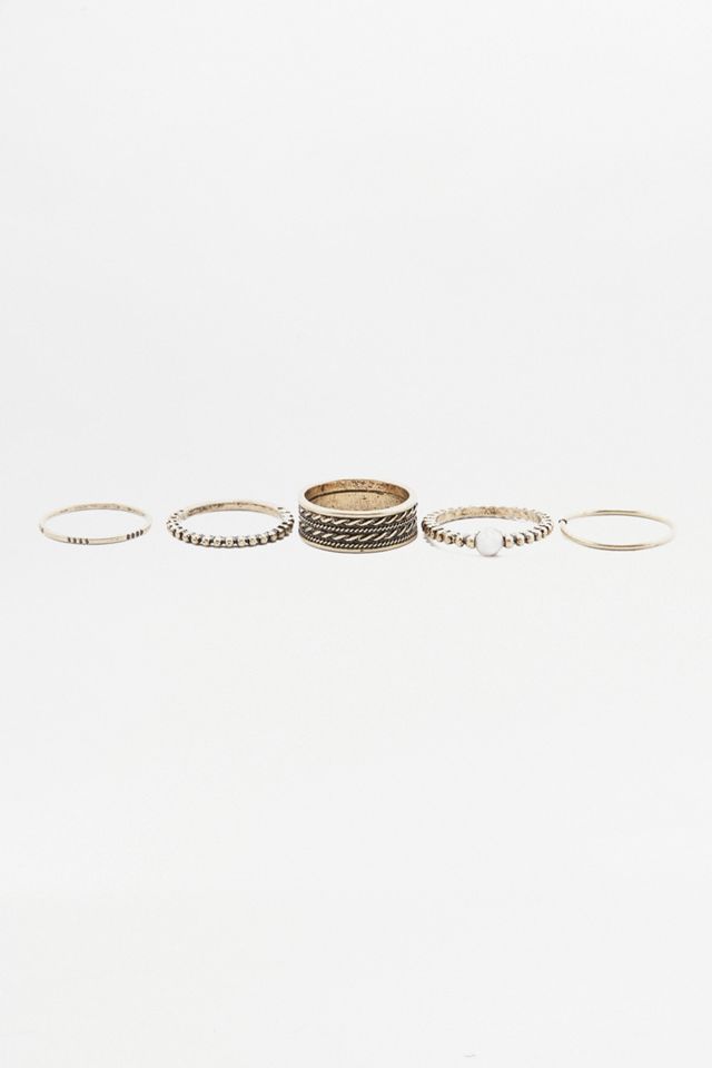 Burnished Moonstone Ring 5-Pack | Urban Outfitters UK