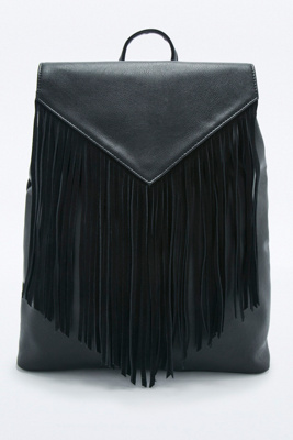 Black Suede Fringe Backpack | Urban Outfitters UK