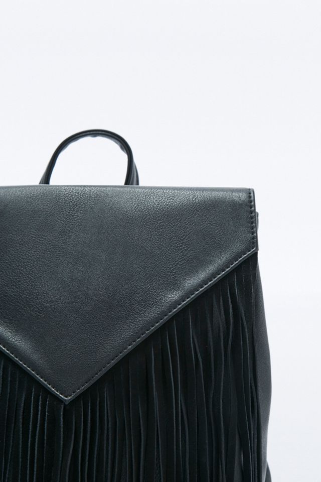 Black Suede Fringe Backpack | Urban Outfitters UK